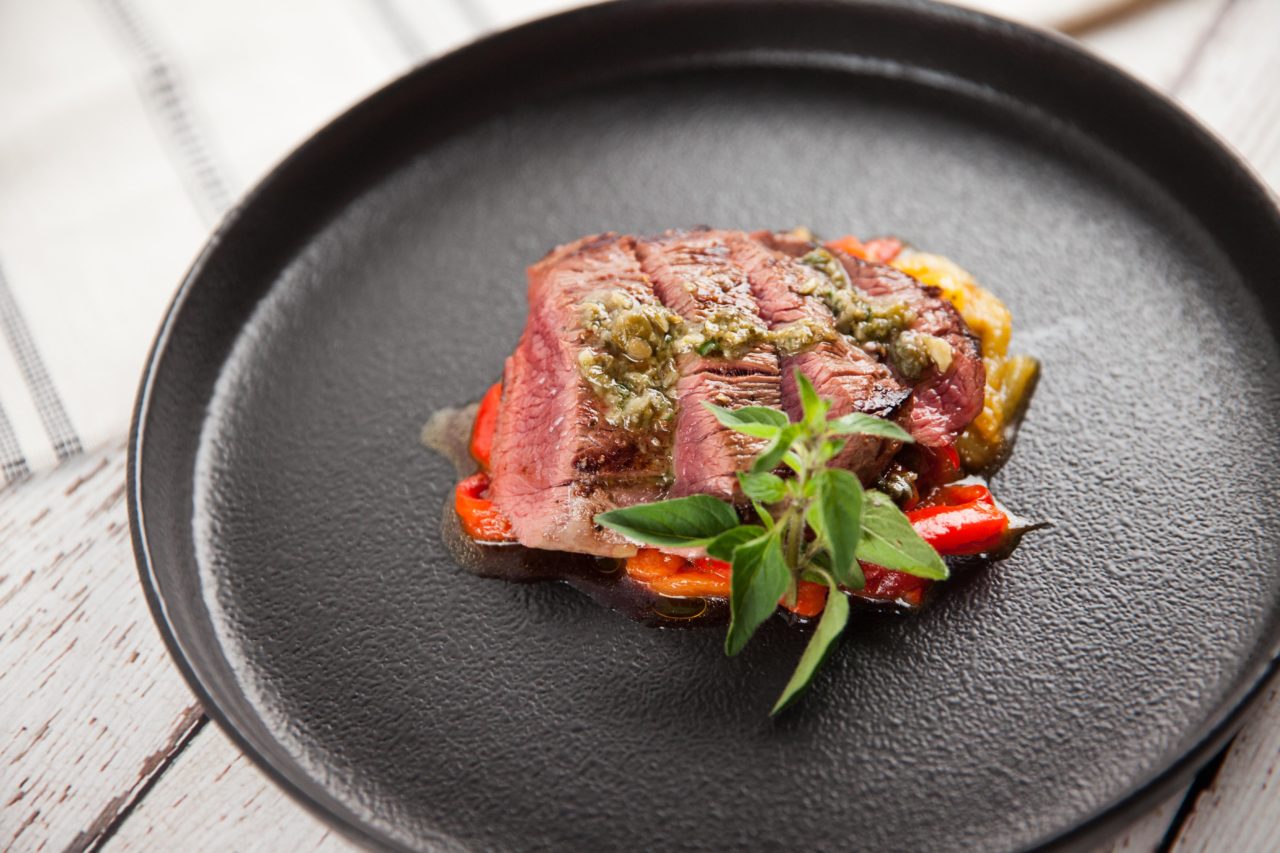 Kangaroo fillet with roasted capsicum salad by Justine Schofield